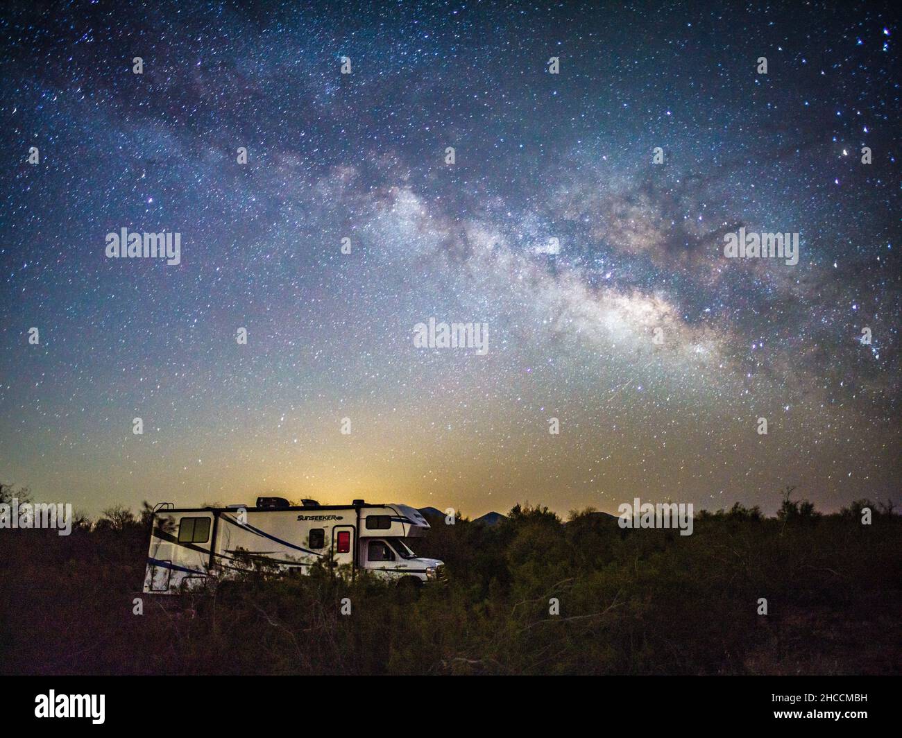 BLM Land boondock camping with milky way Stock Photo - Alamy