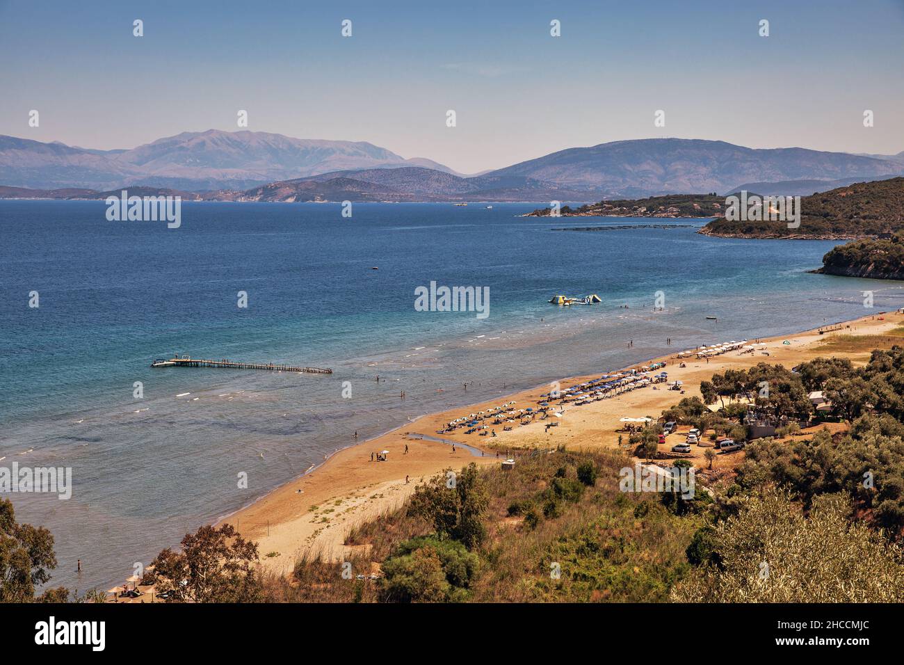 Kalamaki beach seascape, view from above. Corfu island, Greece Stock ...