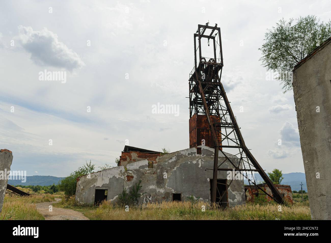 factory. vertical shaft of an abandoned salt mine in the ukraine Stock ...