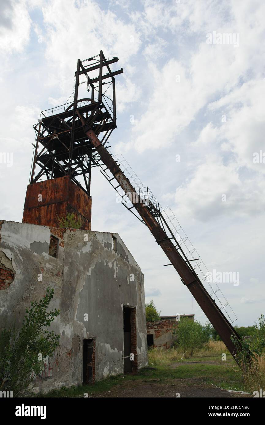 factory. vertical shaft of an abandoned salt mine in the ukraine Stock ...