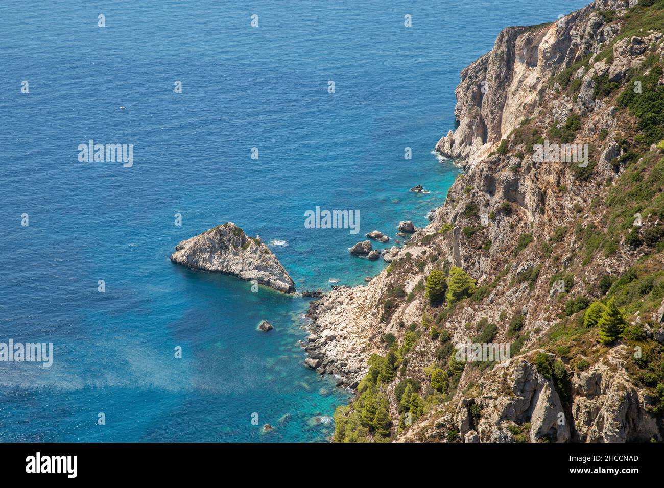 Aerial view over Kastelli Beach and rock formations close to Castle of ...