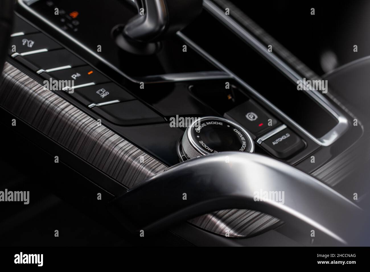 Drive selector button. Automatic gear lever and gear shift. Car ...