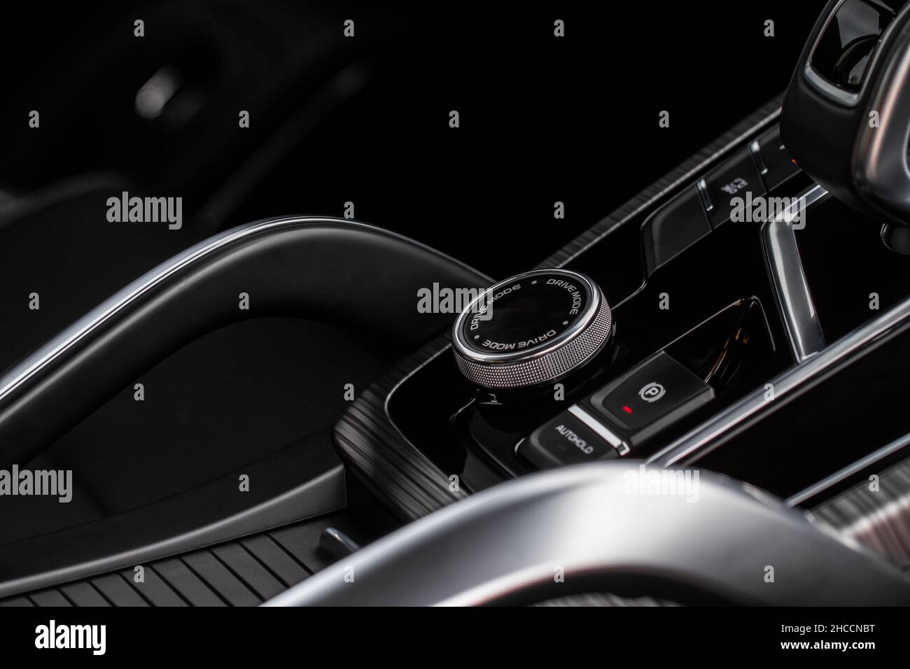 Drive selector button. Automatic gear lever and gear shift. Car ...