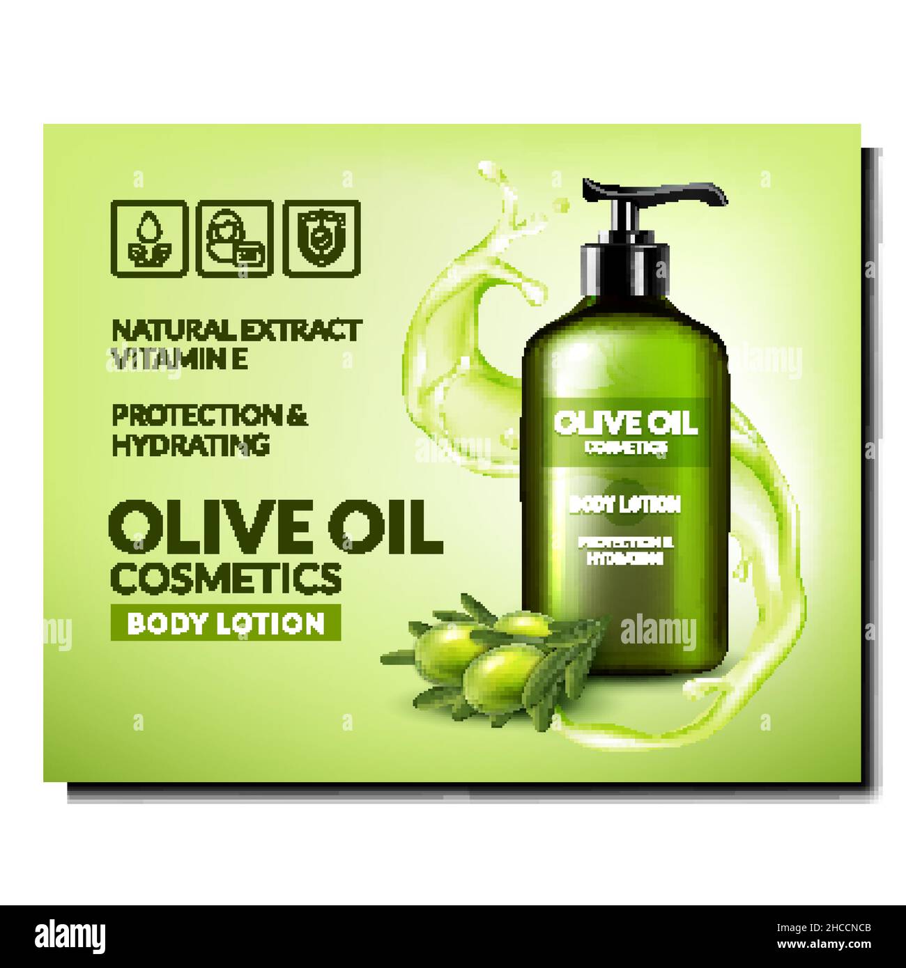 Olive Oil Body Lotion Promotional Poster Vector Stock Vector Image ...