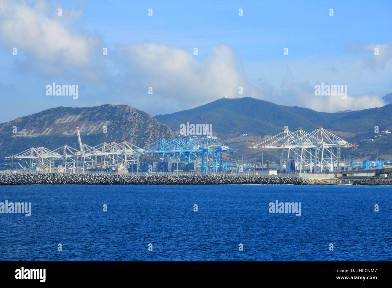 TANGIER, MOROCCO. Panoramic view of the new Tangier Med Port which went ...