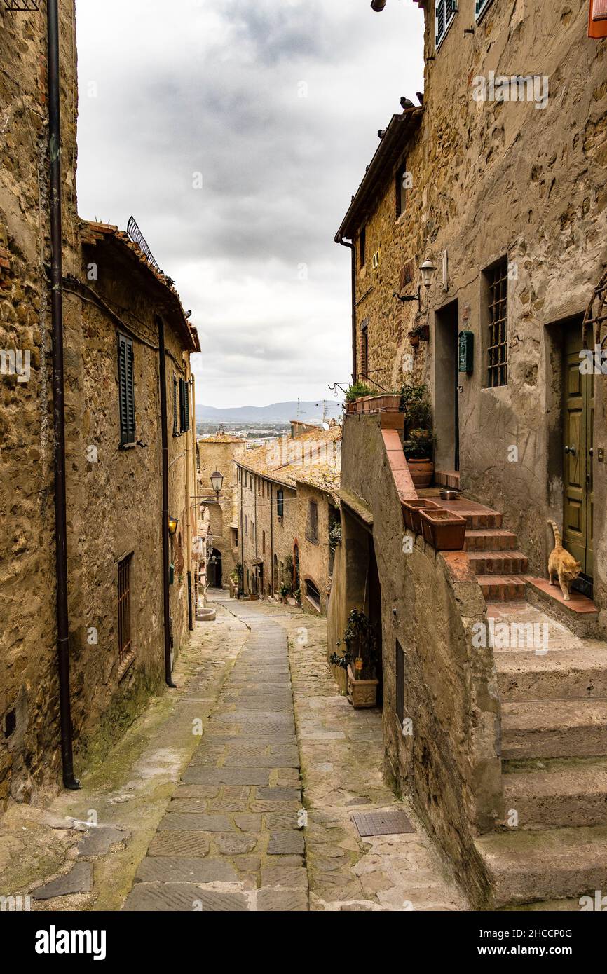 Vertical shot of an alley with old buildings in Italy Stock Photo - Alamy