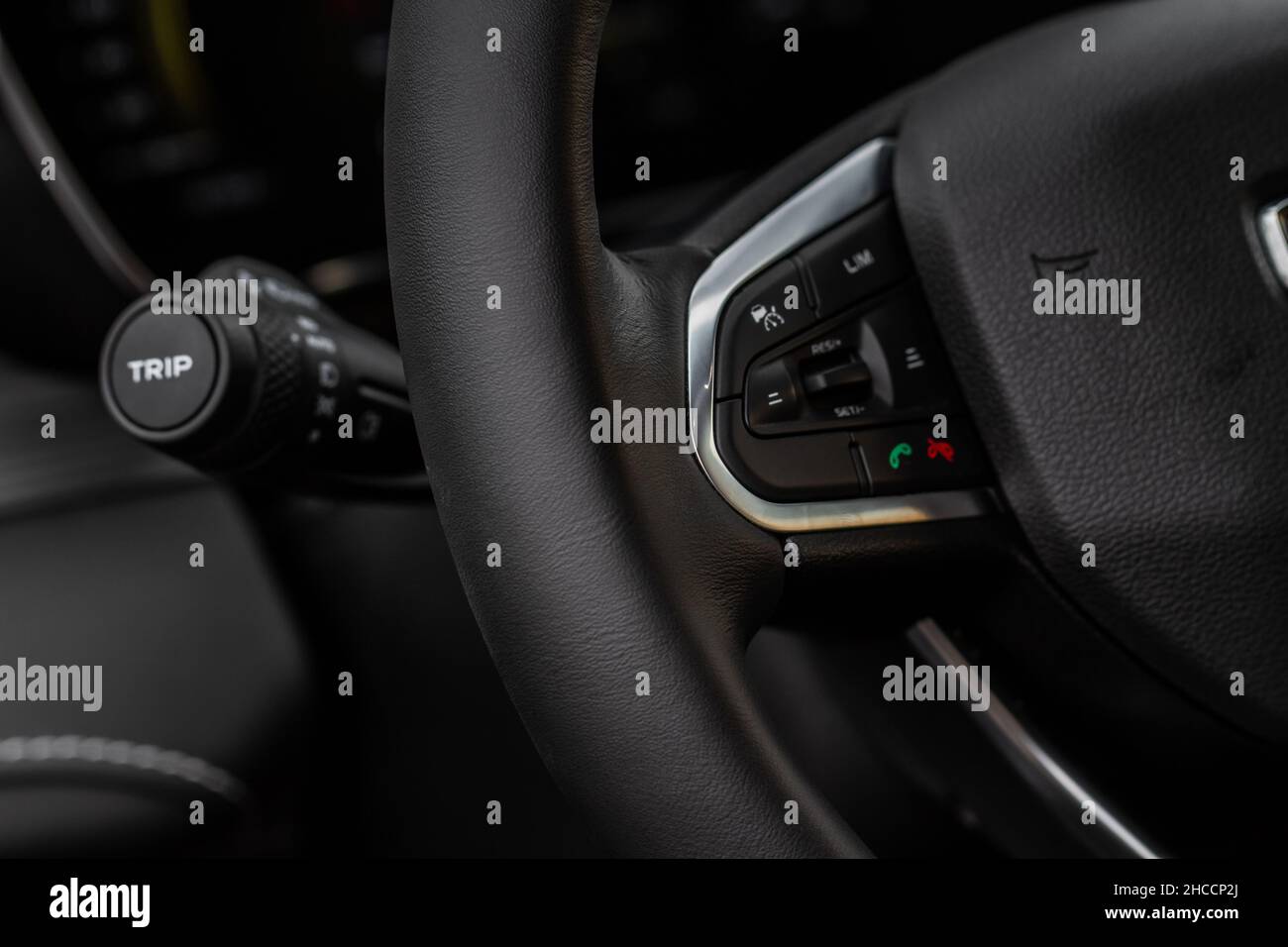 Cruise control switch closeup. Adaptive cruise control leaver. Cruise ...