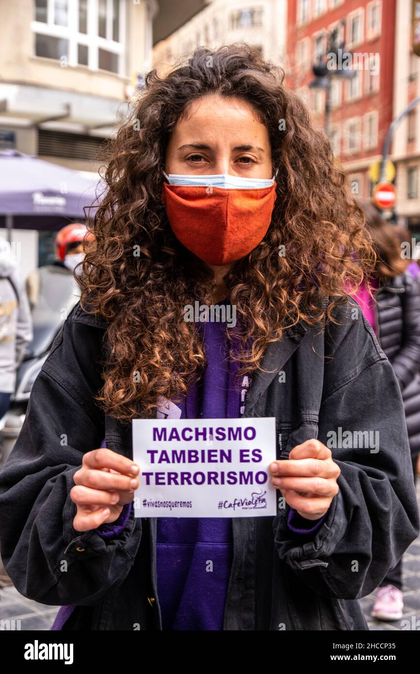 Valencia, Spain; 8th March 2021: Feminist rallies to celebrate Women's ...