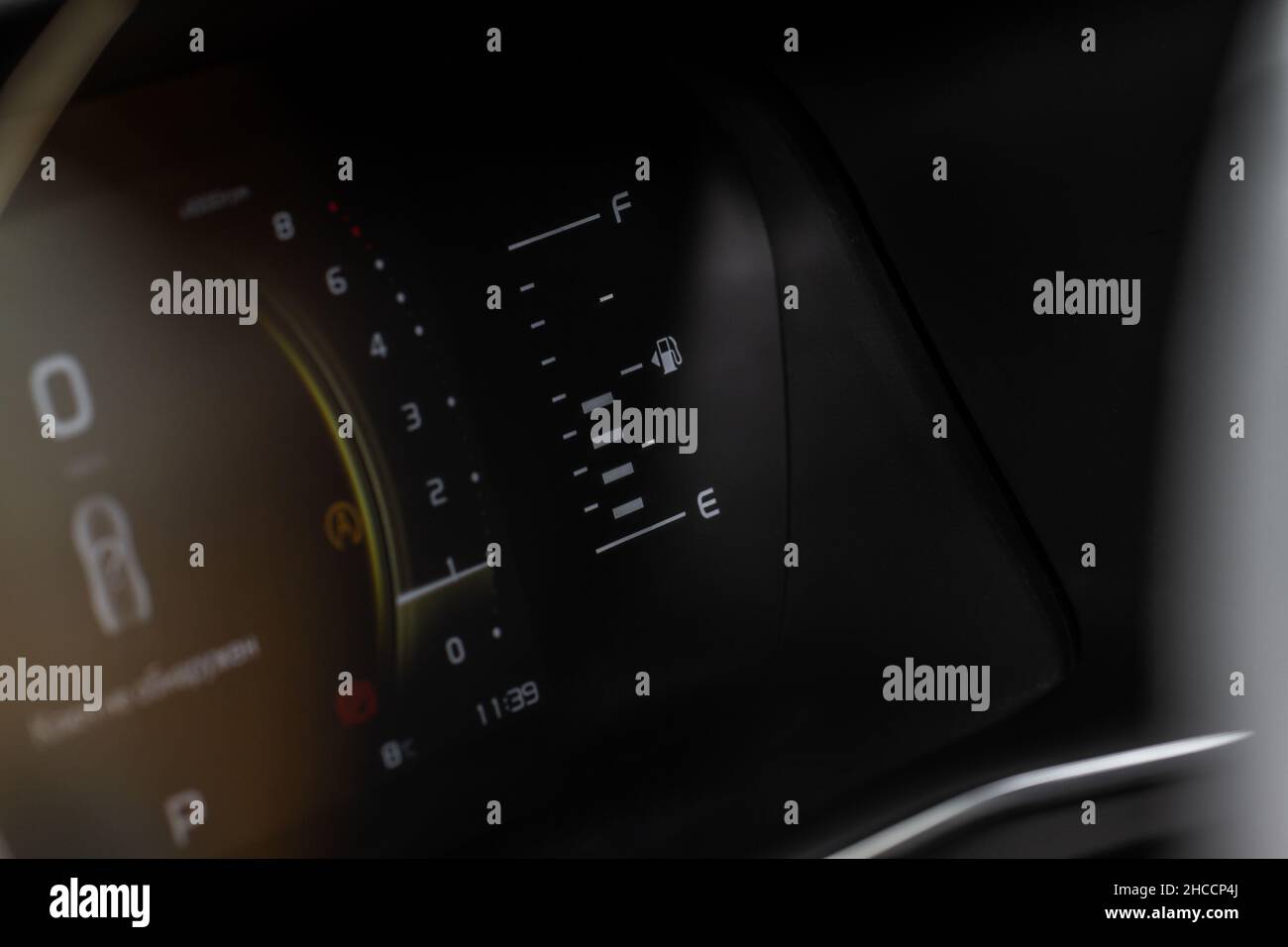 Fuel gauge close up. Car fuel dashboard details Stock Photo - Alamy