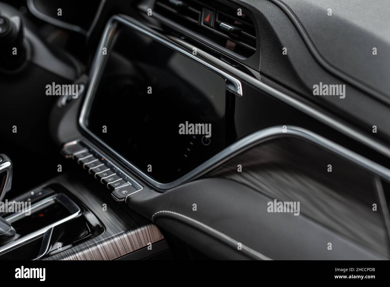 Modern car dashboard. Screen multimedia system. Multimedia touchscreen ...