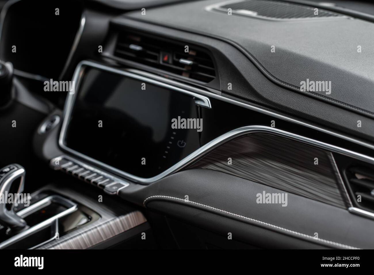 Modern car dashboard. Screen multimedia system. Multimedia touchscreen ...