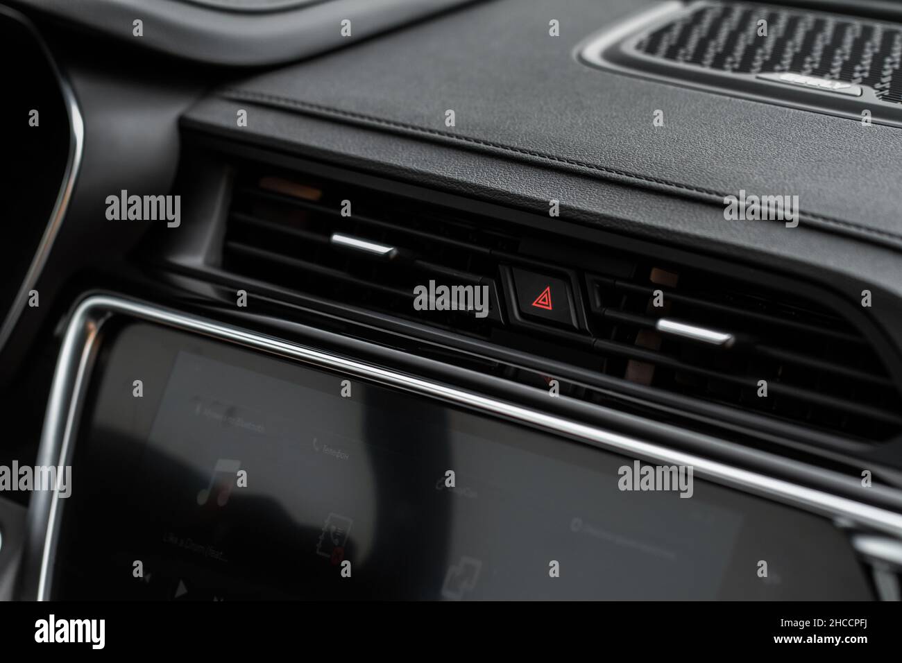 Car air conditioning close up view. The air conditioner flow inside the ...