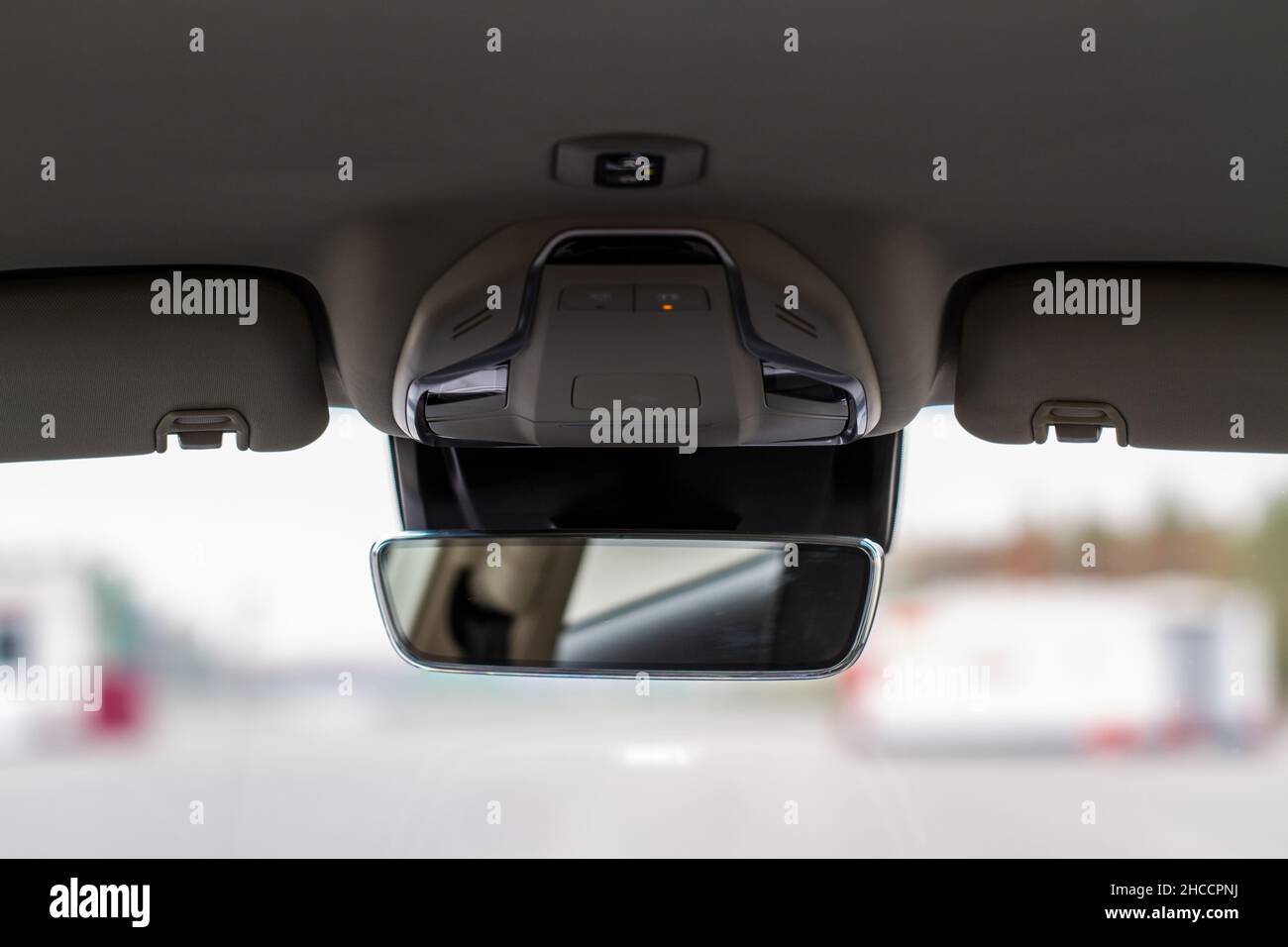 The rear view mirror inside the car Stock Photo - Alamy