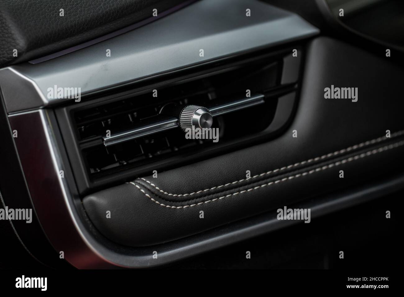 Car air conditioning close up view. The air conditioner flow inside the ...