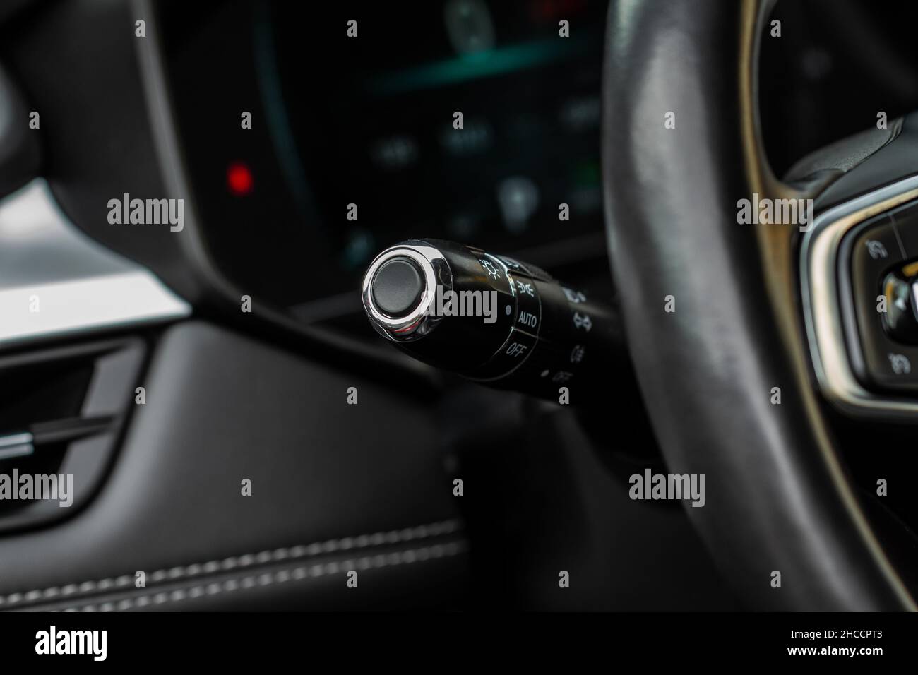 Light switch control. Close up of car light switch and control. Modern ...