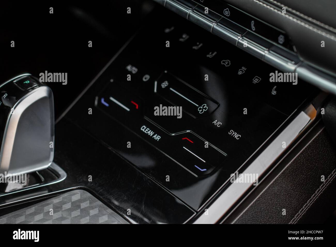 Digital control panel car air conditioner dashboard. Modern car ...