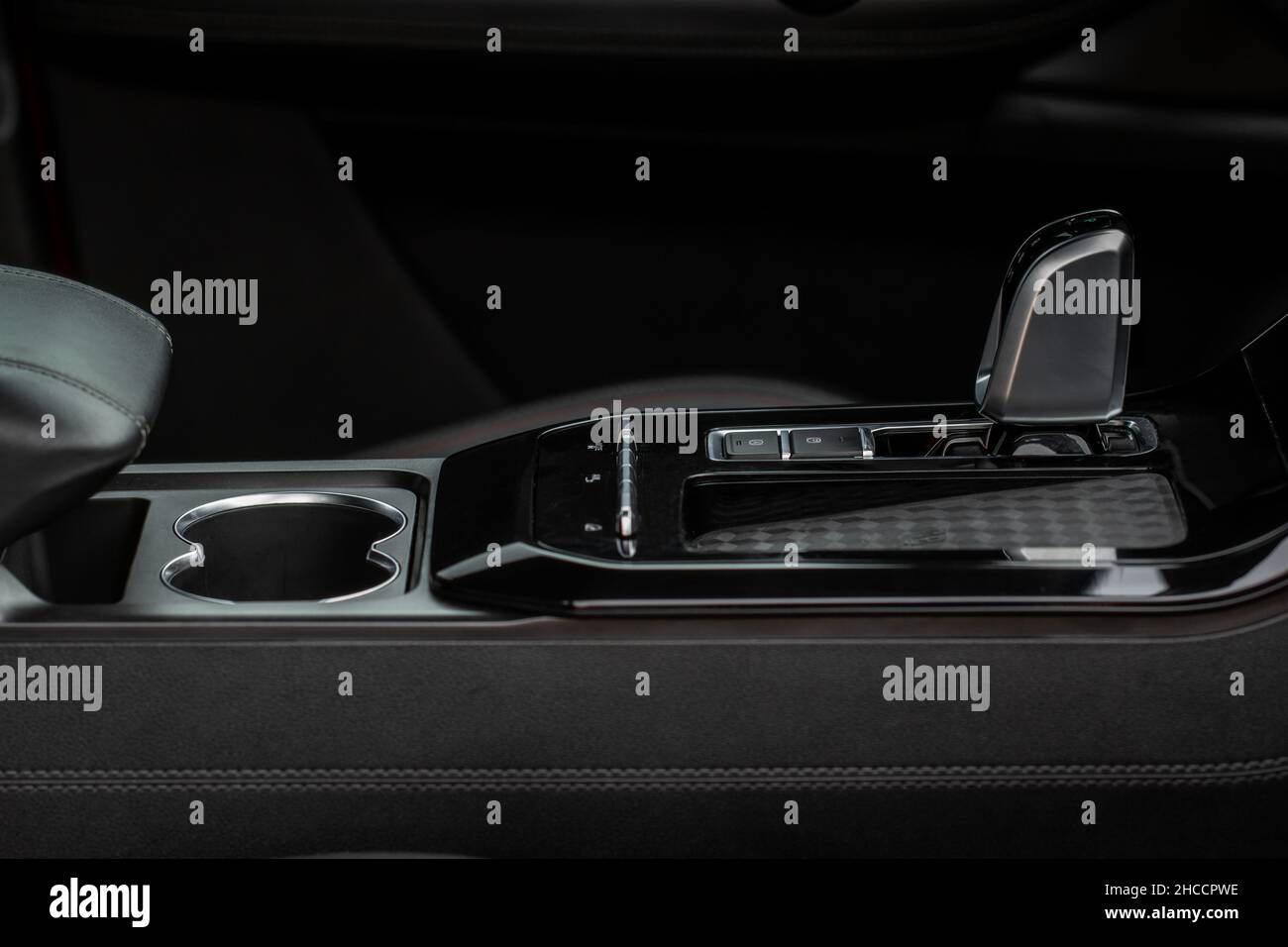 Modern automatic gearbox. Close up of the gearbox transmission handle ...