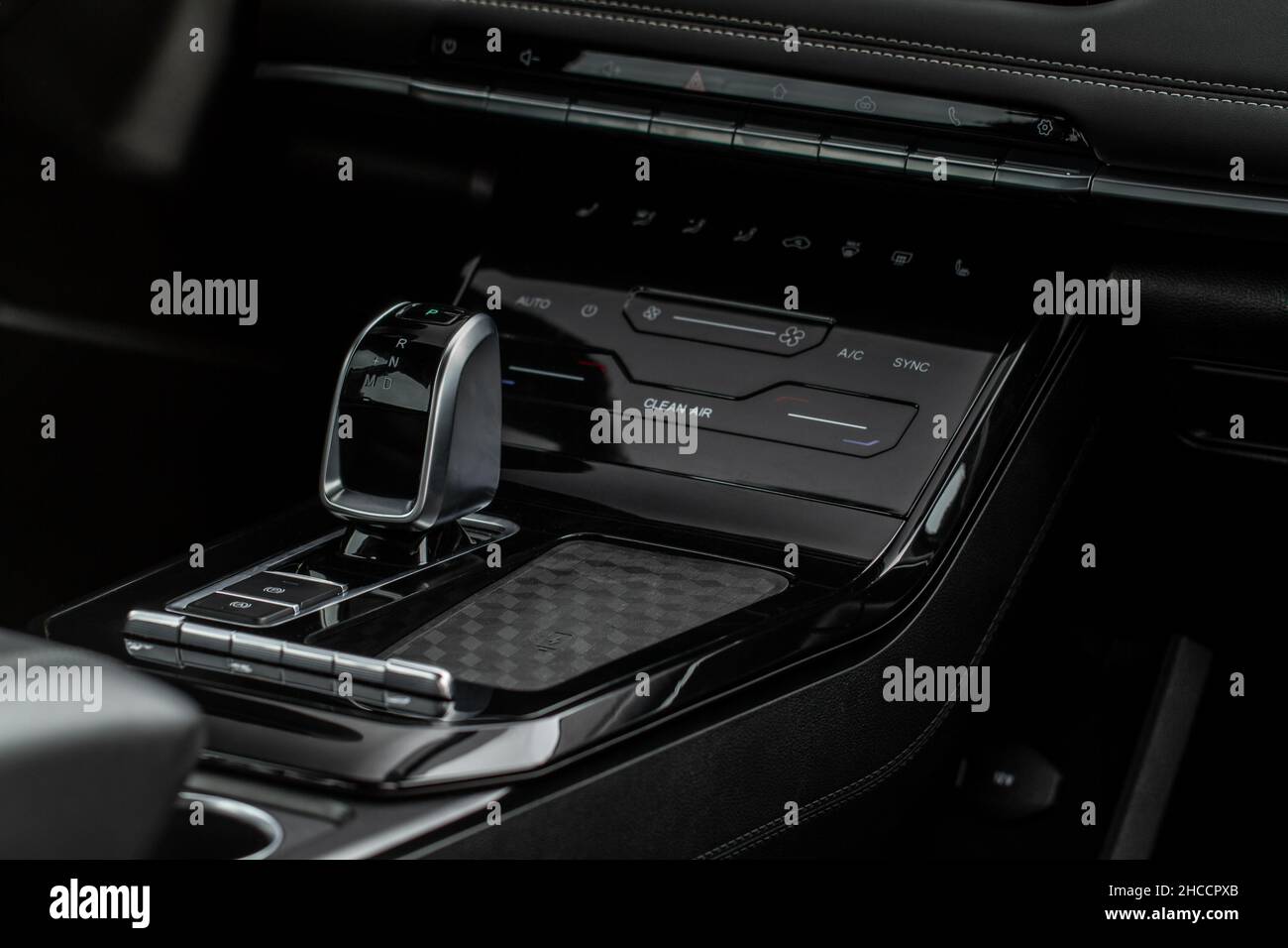 Modern automatic gearbox. Close up of the gearbox transmission handle ...