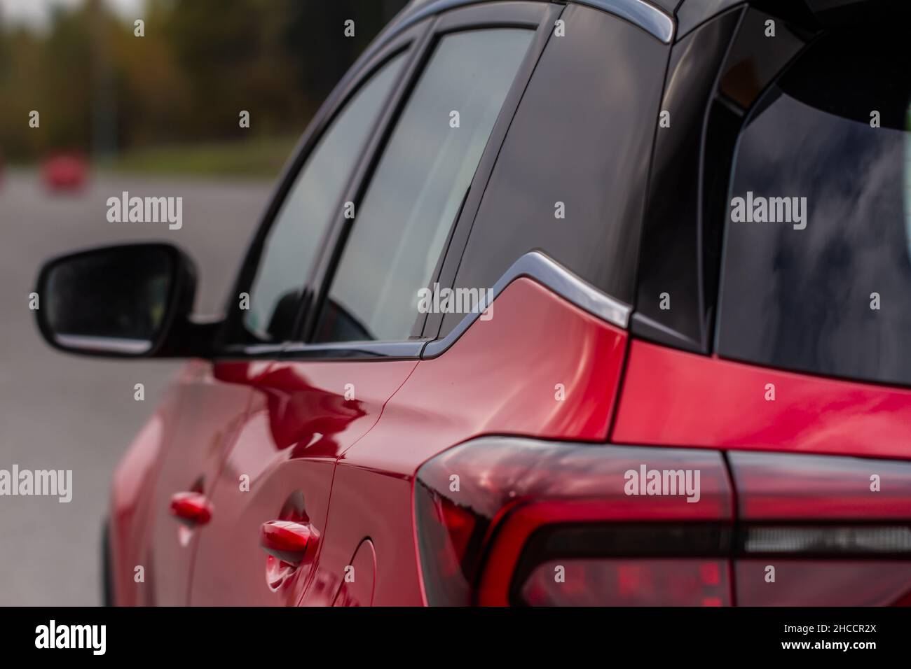 Modern rear light of a car. Brake light and arrow of large suv. Rear ...
