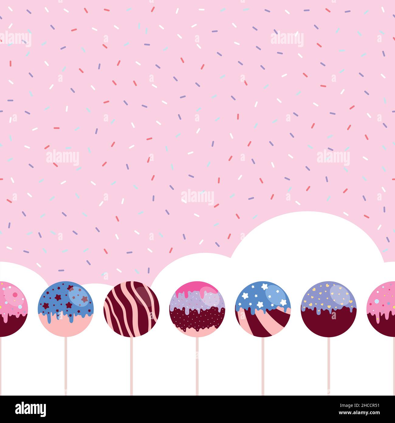 Vector illustration with cake pops. Seamless pattern Stock Vector Image ...