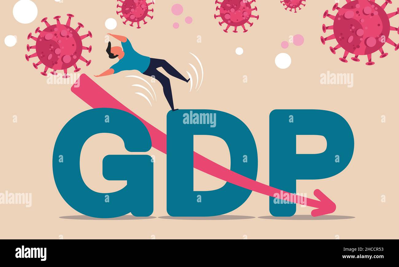 Gross domestic product - GDP forecast decline investment. Man impact ...