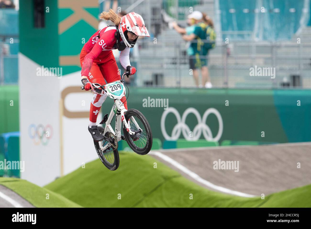 July 30, 2021: Zoe Claessens (209) of Switzerland takes air in BMX ...