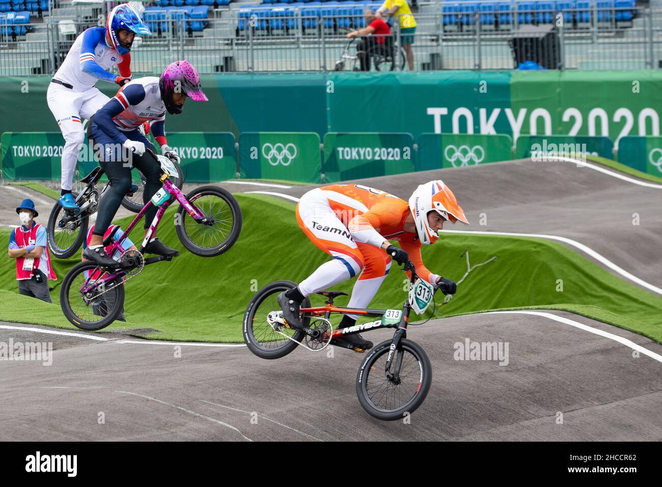 July 30, 2021: Niek Kimmann (313) of Netherlands takes a jump followed ...