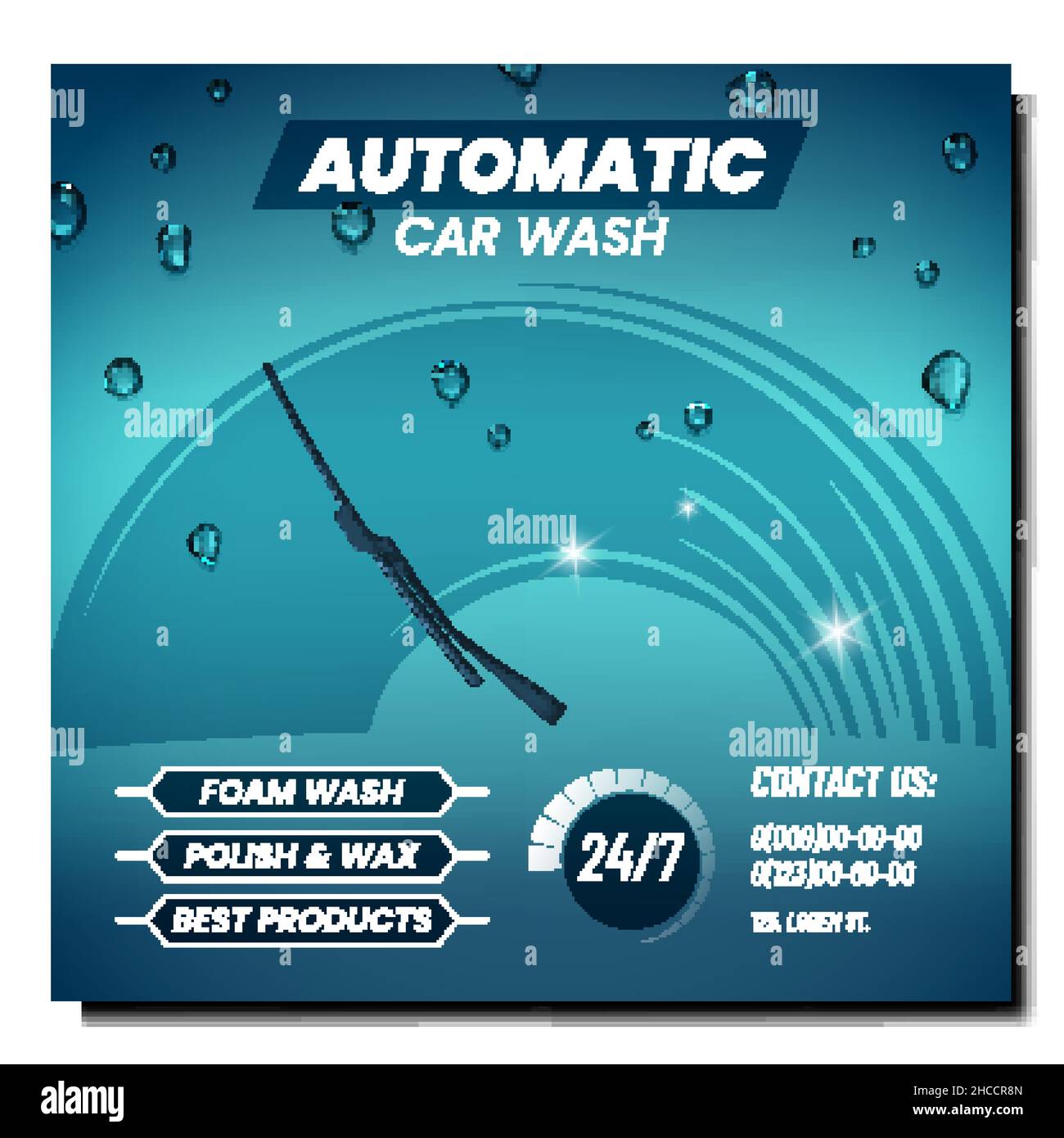 Automatic Car Wash Creative Promo Banner Vector Stock Vector Image ...