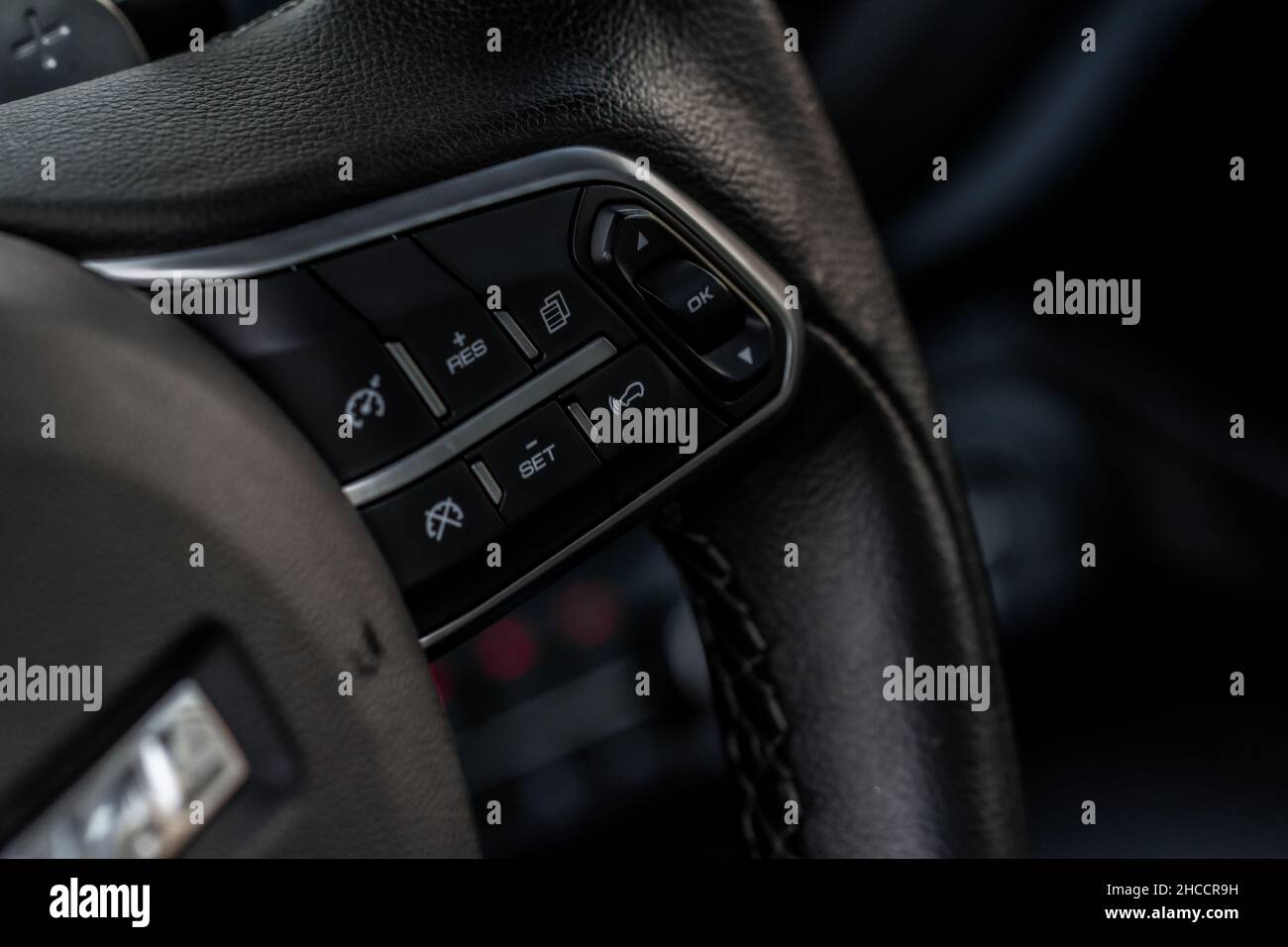 Cruise control switch closeup. Adaptive cruise control leaver. Cruise ...