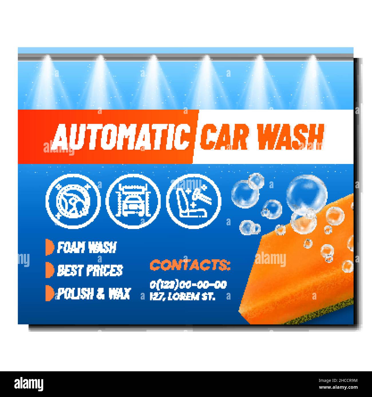 Automatic Car Wash Creative Promo Banner Vector Stock Vector Image ...