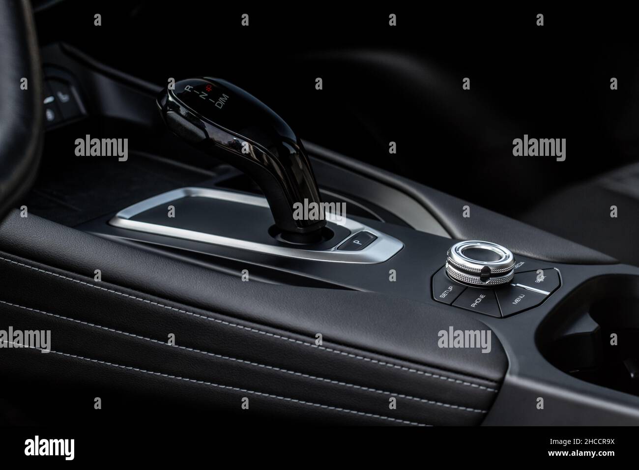 Modern automatic gearbox. Close up of the gearbox transmission handle ...