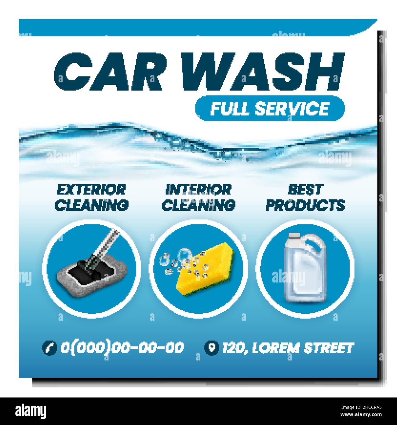 Car Wash Service Creative Promotion Poster Vector Stock Vector Image ...