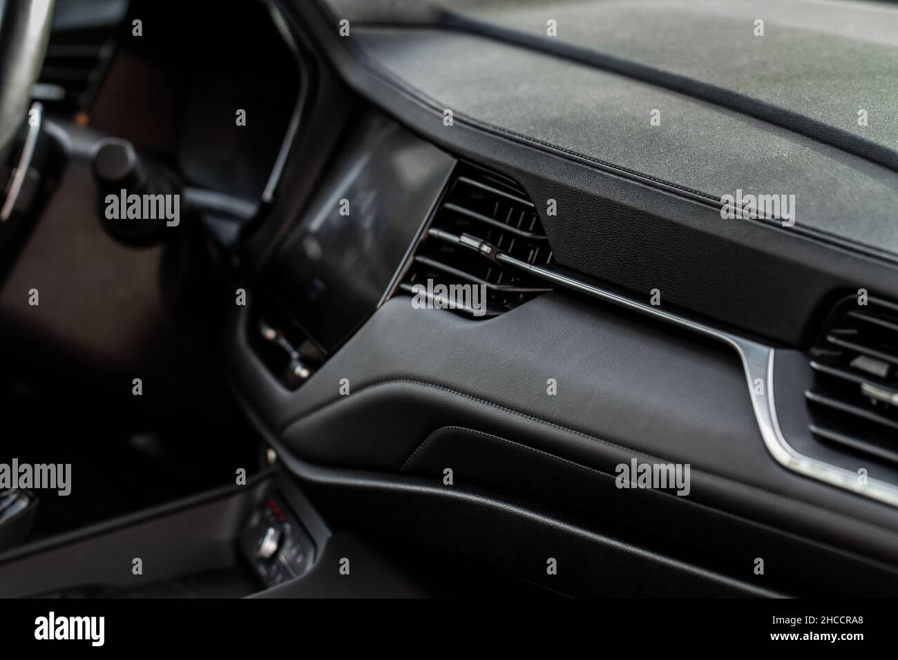 Car air conditioning close up view. The air conditioner flow inside the ...