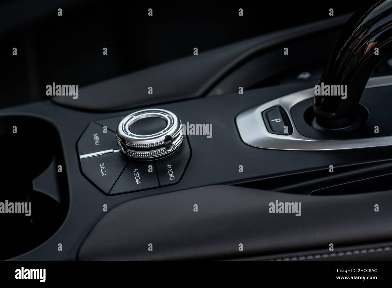 Modern car drive mode selector. Suspension and wheel drive control ...