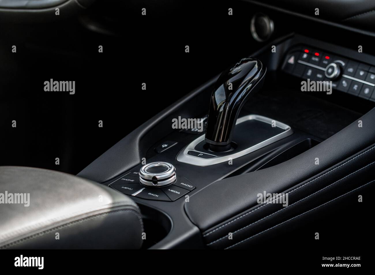 Modern automatic gearbox. Close up of the gearbox transmission handle ...