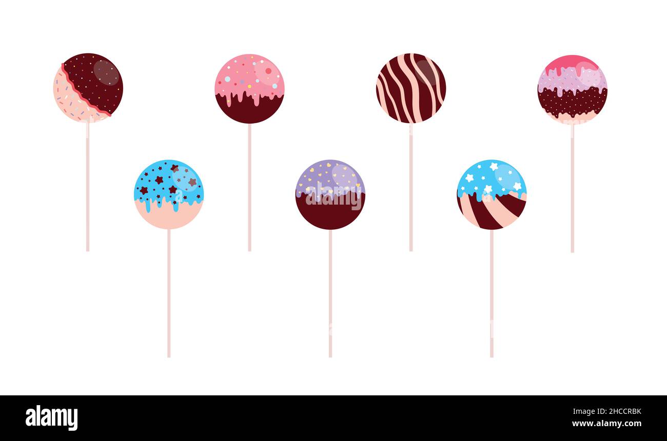 Cake pops set. Vector illustration in cartoon style Stock Vector Image ...