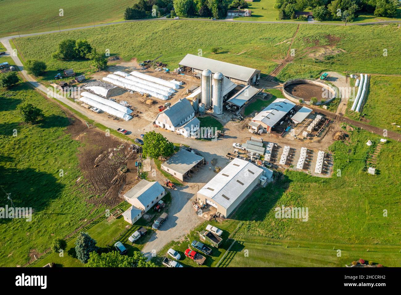Ariel view of a dairy operation's facilities Stock Photo - Alamy