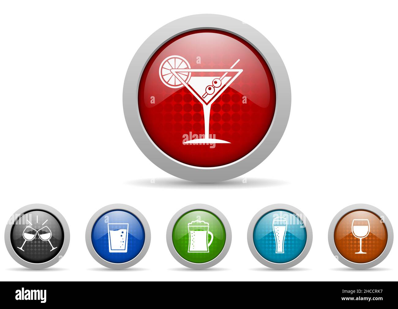 Drinks symbols icon set, alcohol concept web buttons Stock Photo - Alamy