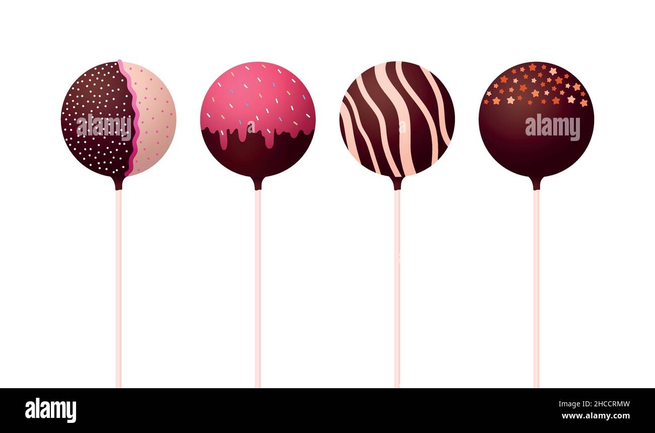 Cake pops set. Vector illustration in realistic style Stock Vector ...