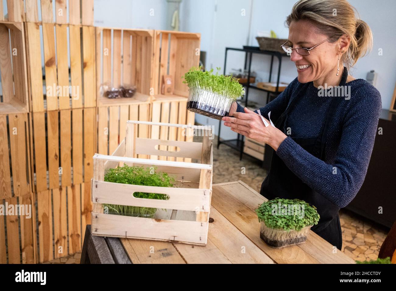 Belgium, Brussels, 2020-11-03. URBI Leaf, an urban farm dedicated to ...