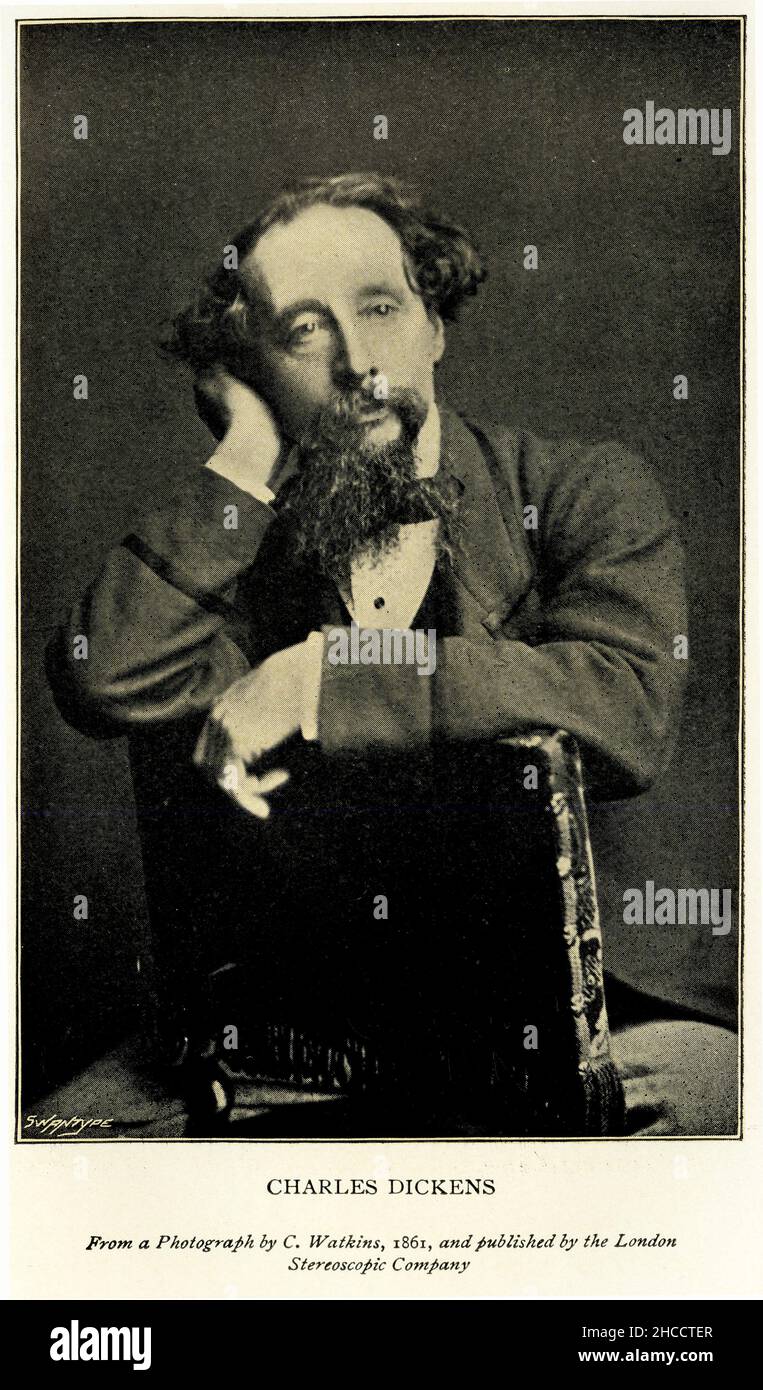 Portrait of Charles Dickens circa 1861, from a Victorian era book about ...