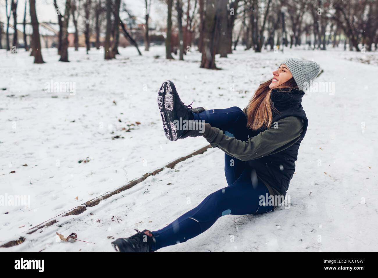 Jogger woman lying ground hi-res stock photography and images - Alamy