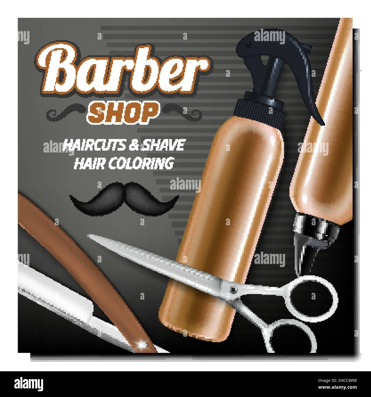 Barber Shop Tools Creative Promotion Poster Vector Stock Vector Image ...
