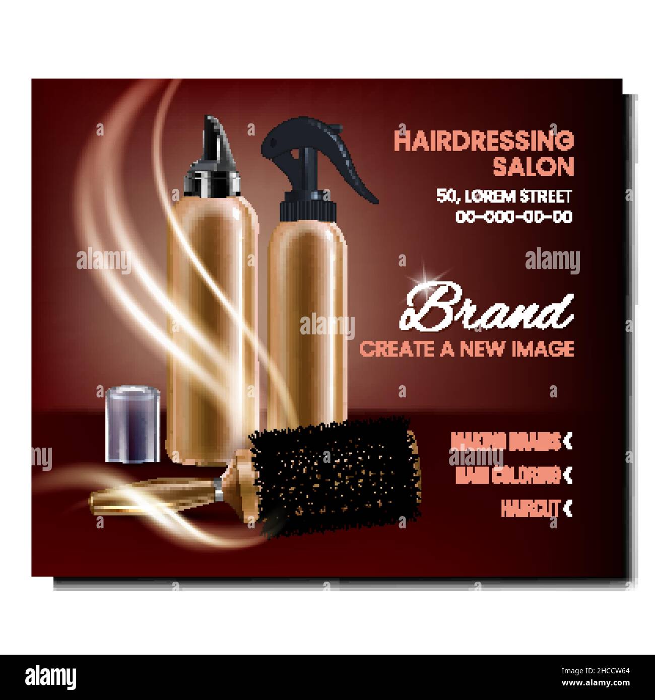 Hairdressing Salon Creative Promo Poster Vector Stock Vector Image ...