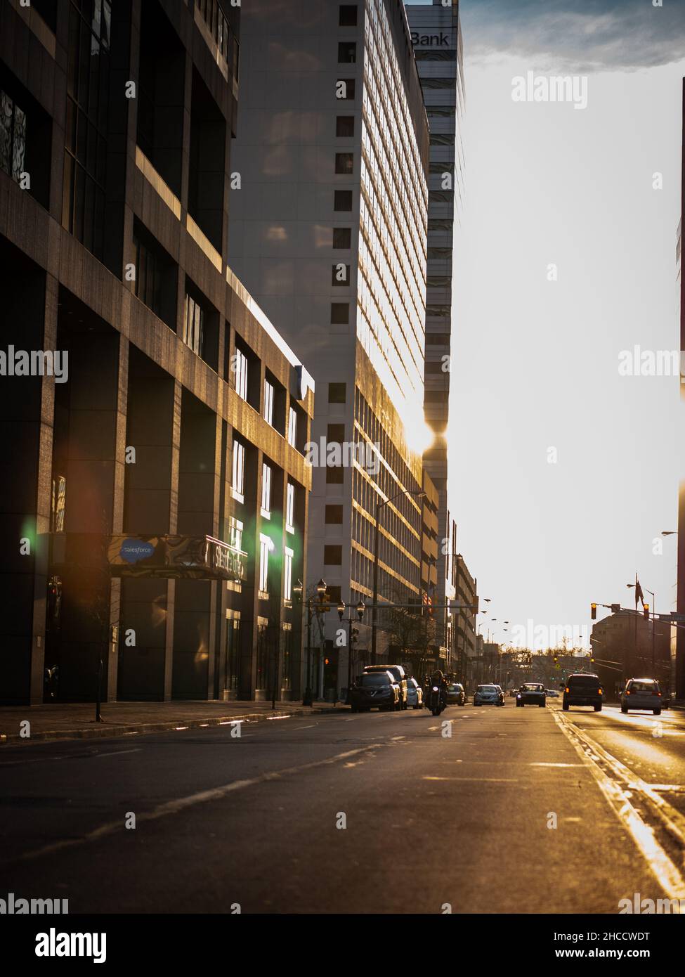Busy street with modern buildings Stock Photo - Alamy