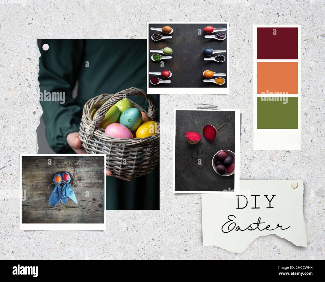 Happy Easter, DIY concept. Collage of four images. Mood board. Social ...
