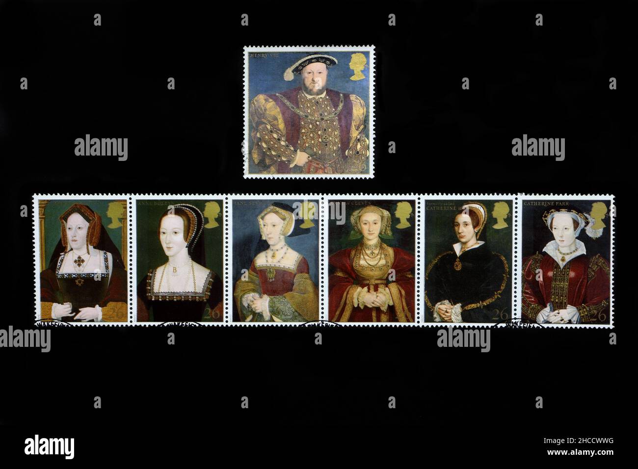Six wives of King Henry VIII. British postage stamps. commerative stamp ...
