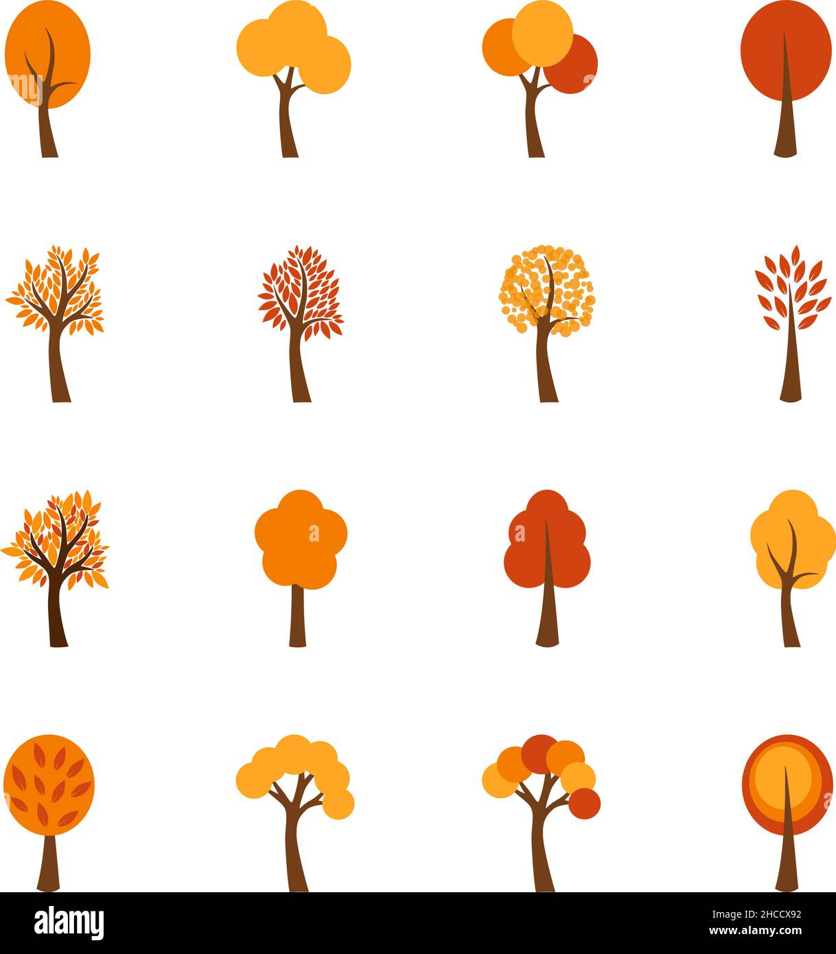 Set of autumn trees, vector illustration Stock Vector Image & Art - Alamy