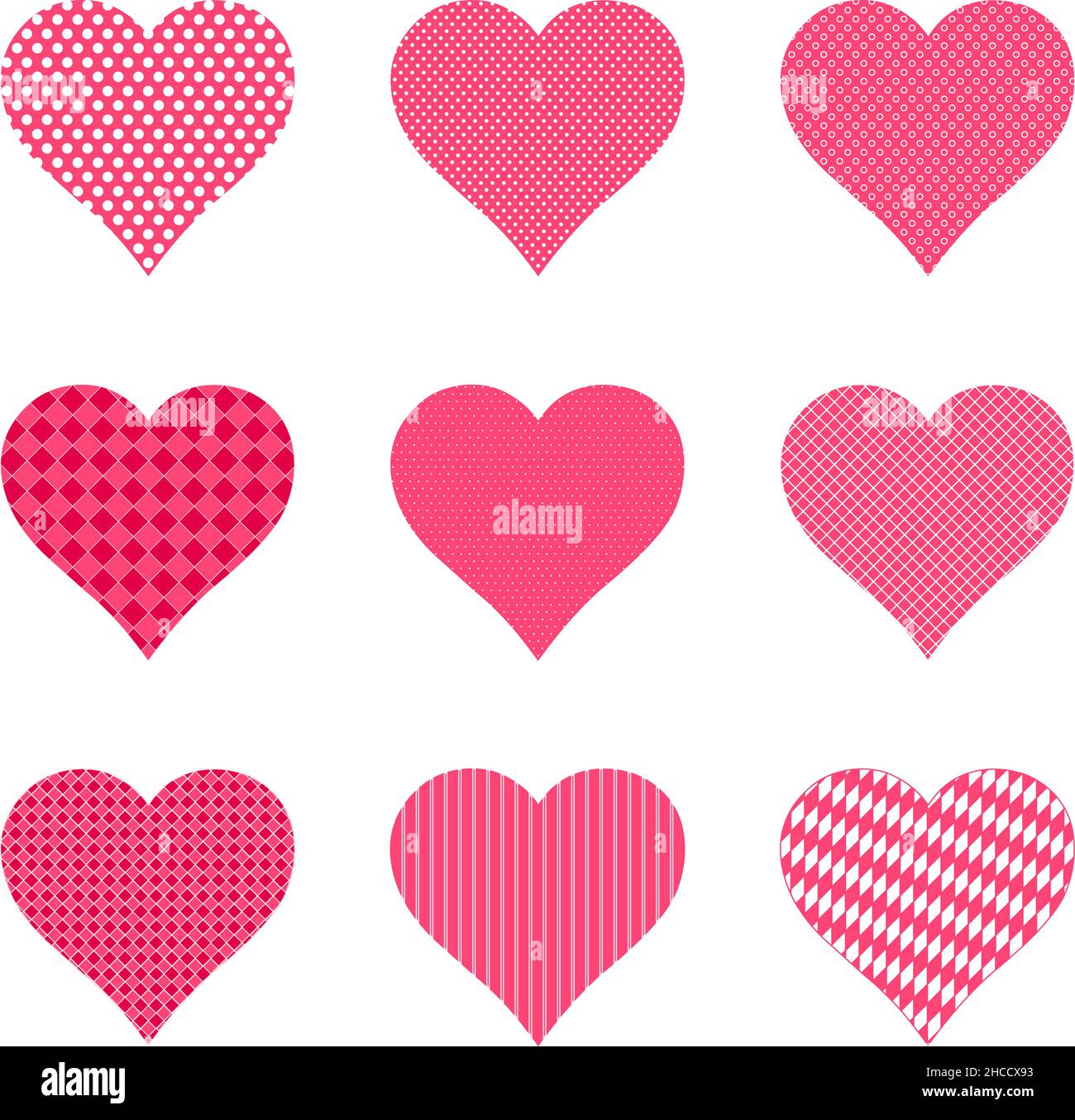 Set of bright hearts with pattern, vector illustration Stock Vector ...