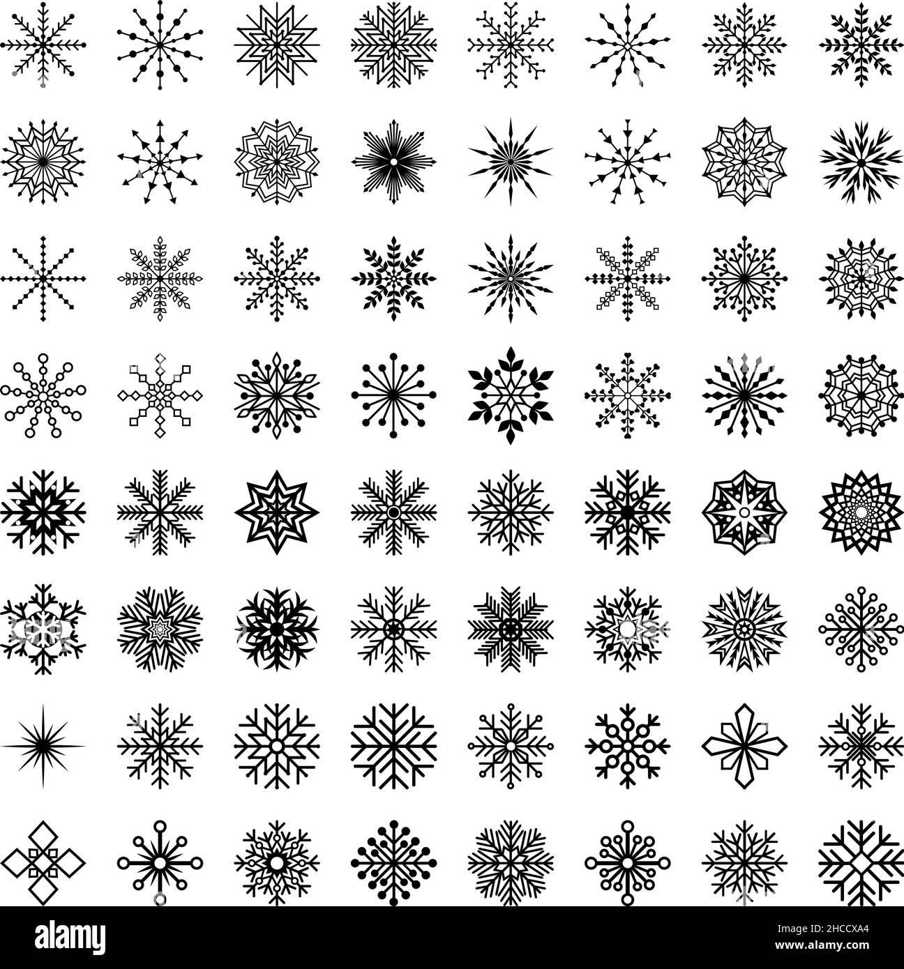 Big set of vector snowflakes (64 snowflakes Stock Vector Image & Art ...